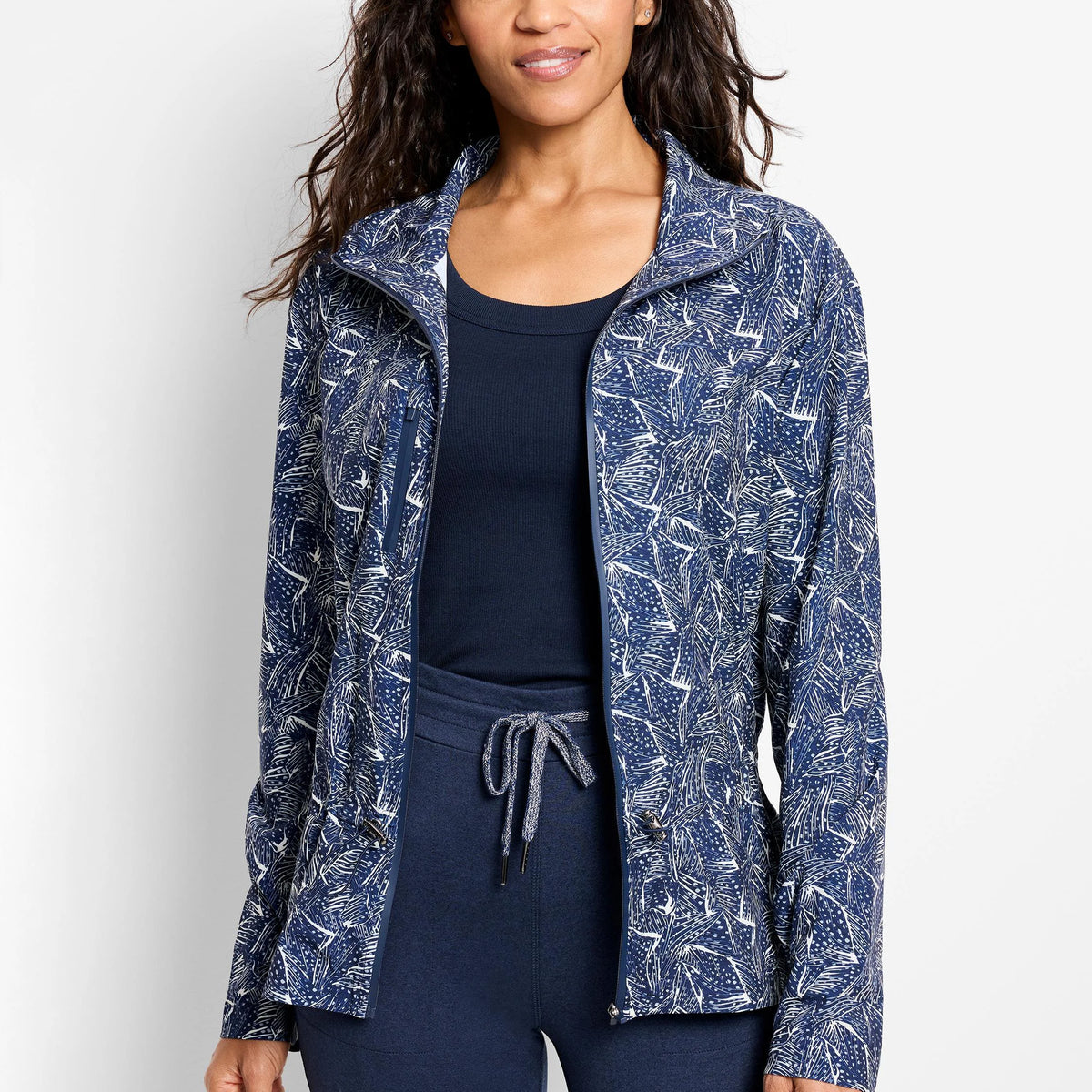 Falling Fans Tech Stretch Zip Front Jacket | NIC+ZOE