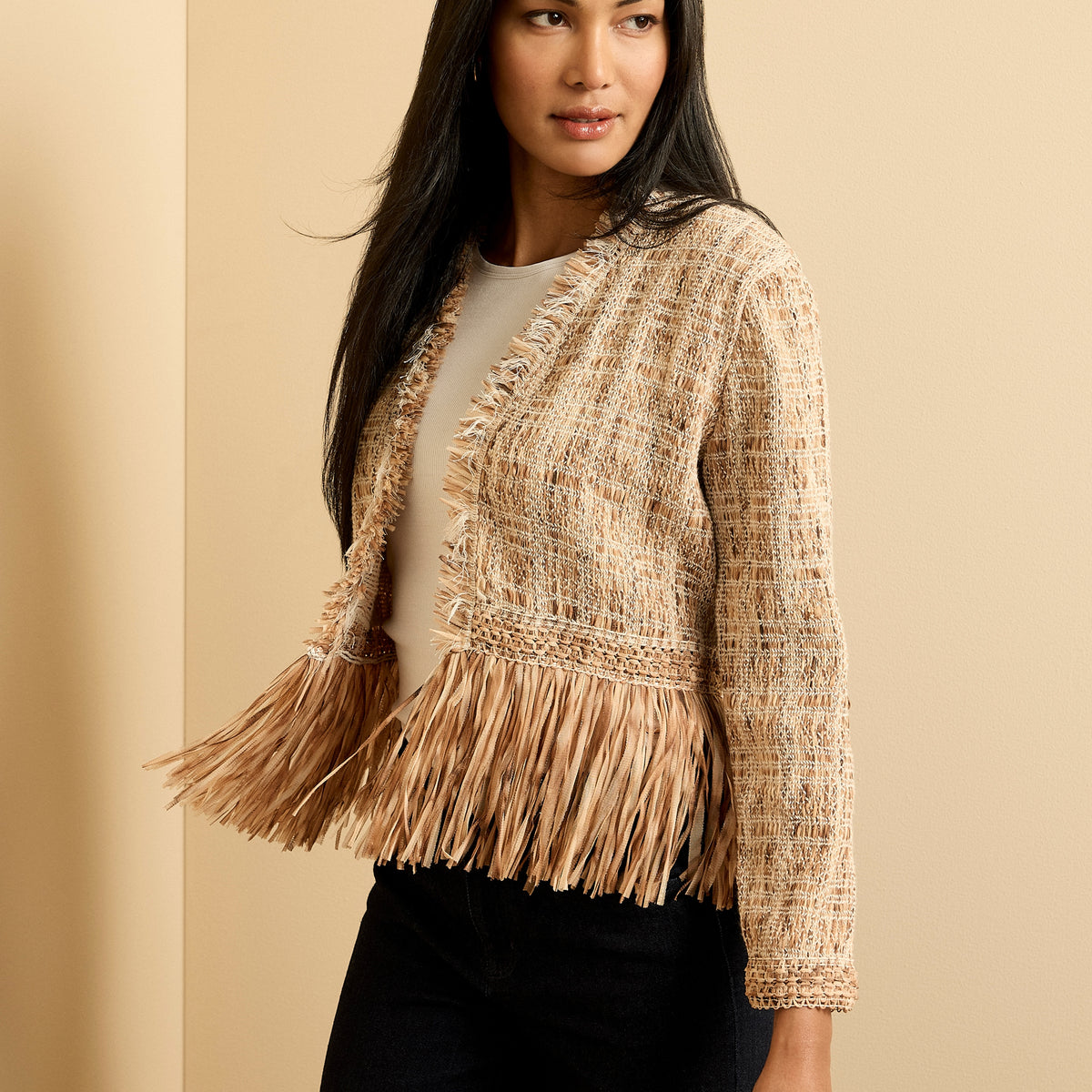 Iconic Cork Fringe Knit Jacket | NIC+ZOE