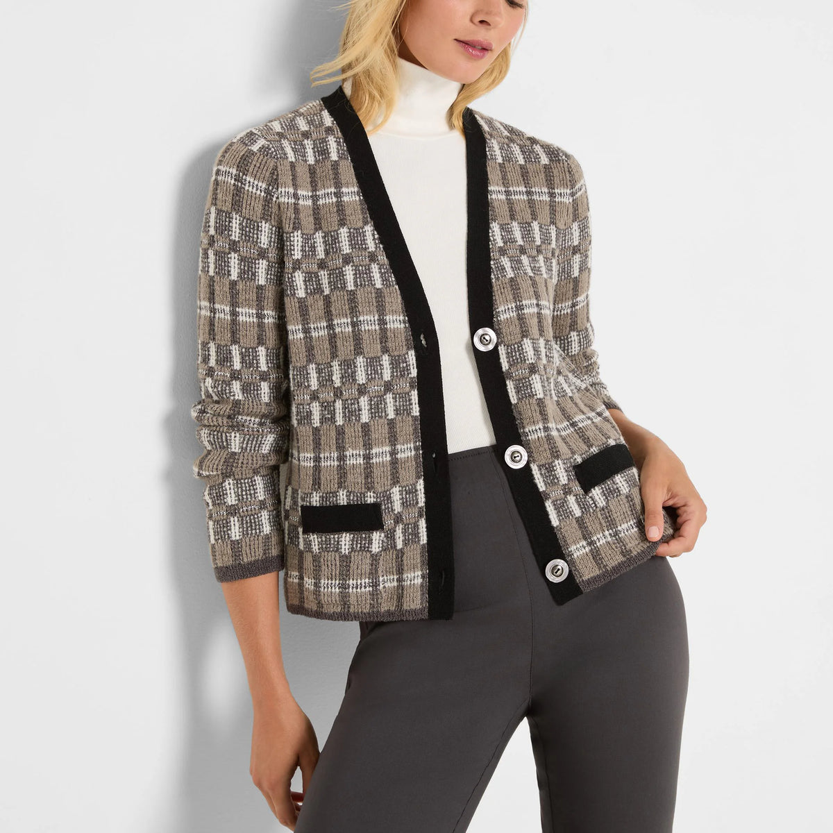 Grid Mix Sweater Cardigan | NIC+ZOE