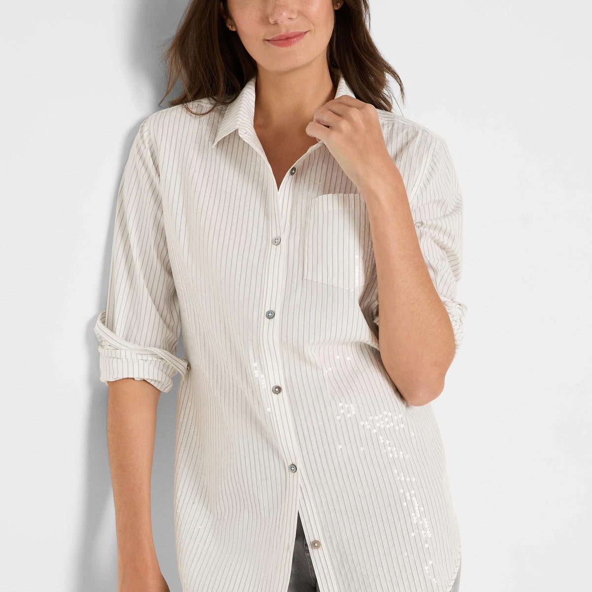 Subtle Shine Stripe Shirt | NIC+ZOE